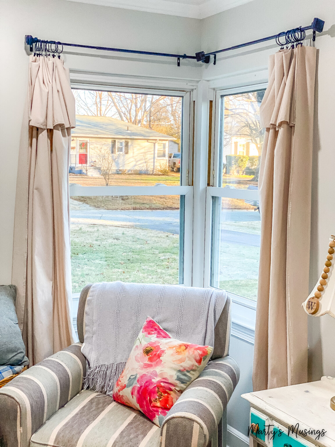 No Sew Drop Cloth Curtains - Marty's Musings